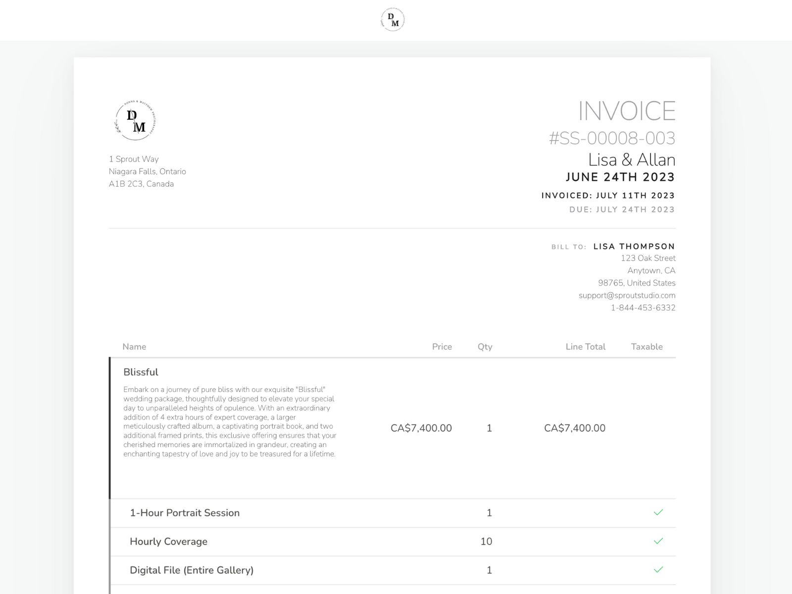 Invoice and Bookkeeping for Photographers - Sprout Studio